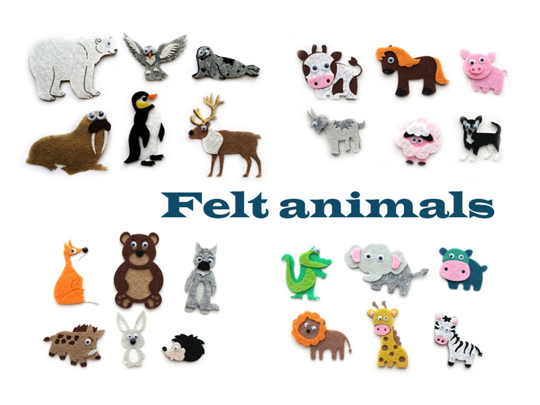 Felt Board Shapes Animals, Felt Shapes for Quiet Book, Animals Felt ...