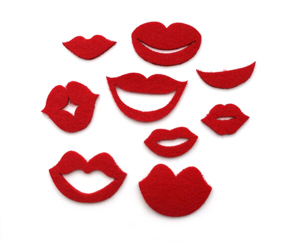 Felt Shapes Lips Die Cut Craft Craft Supplies Felt Red Lips | Etsy UK