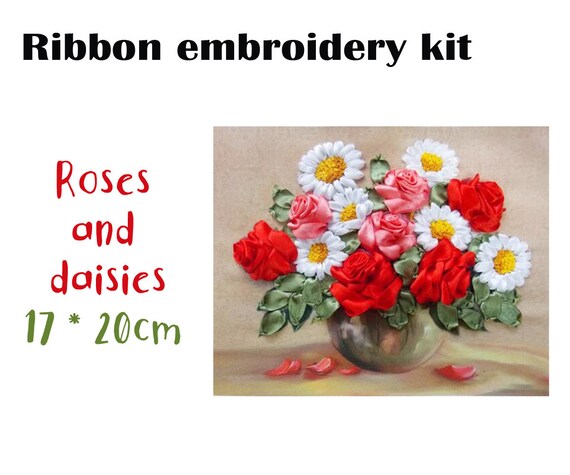 Paper, Party & Kids Summer bouquet 19 * 24cm Silk ribbon embroidery ...