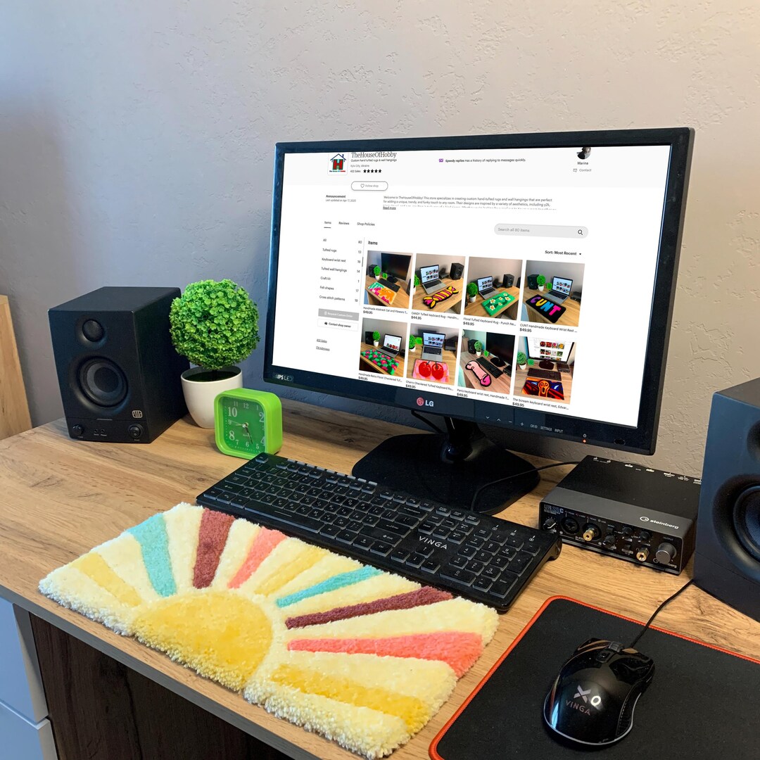 Boho Sunset Handmade Tufted Keyboard Rug – Earth Tones Punch Needle ...