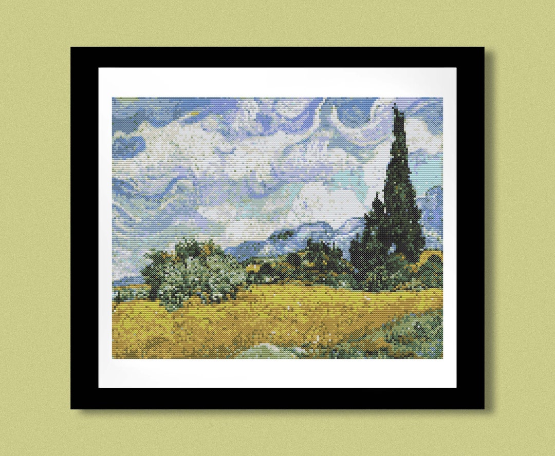 Cross Stitch Pattern Vincent Van Gogh Wheat Field With Cypresses ...