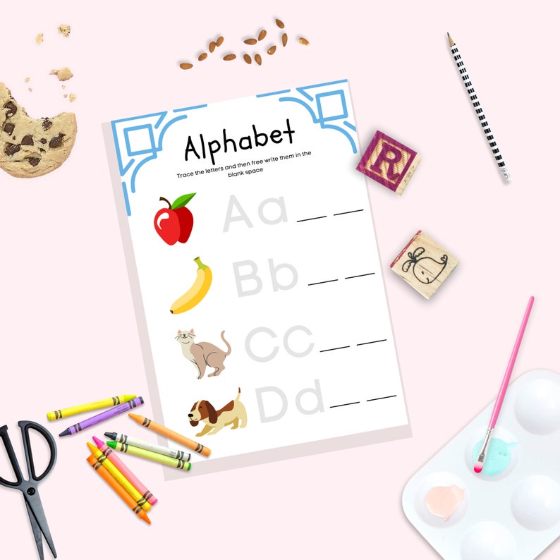 Kids Alphabet Tracing Writing Learning Sheet Capital Lowercase - Etsy