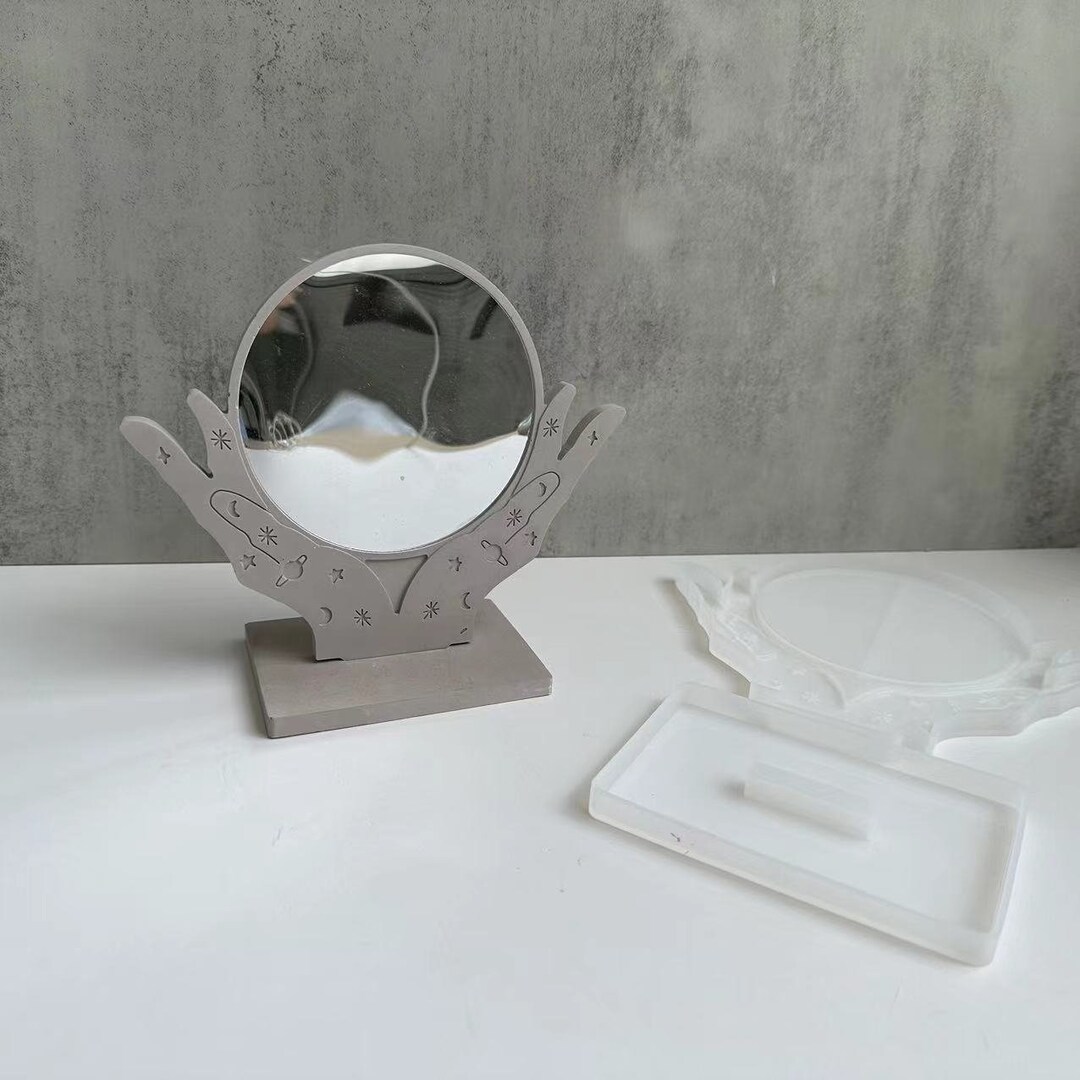 Makeup Resin Mirror Mold Hand Mirror Silicone Mold Table Mirror Resin ...