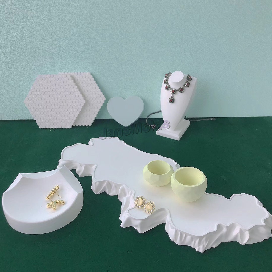 Concrete Base Mold Gypsum Craft Jewelry Display Trinket Bowl Mold ...