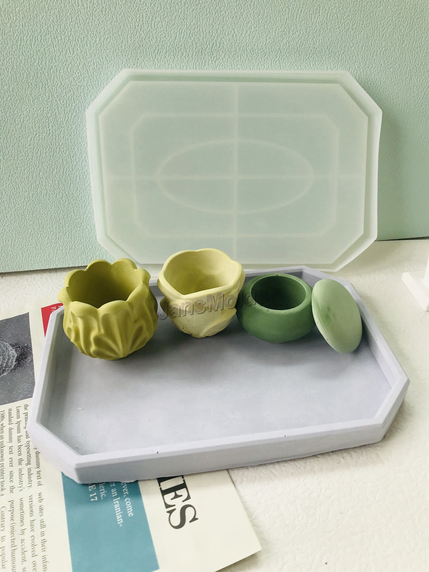 Octagon Concrete Rectangle Tray Mold Large Tray Silicone Mold - Etsy