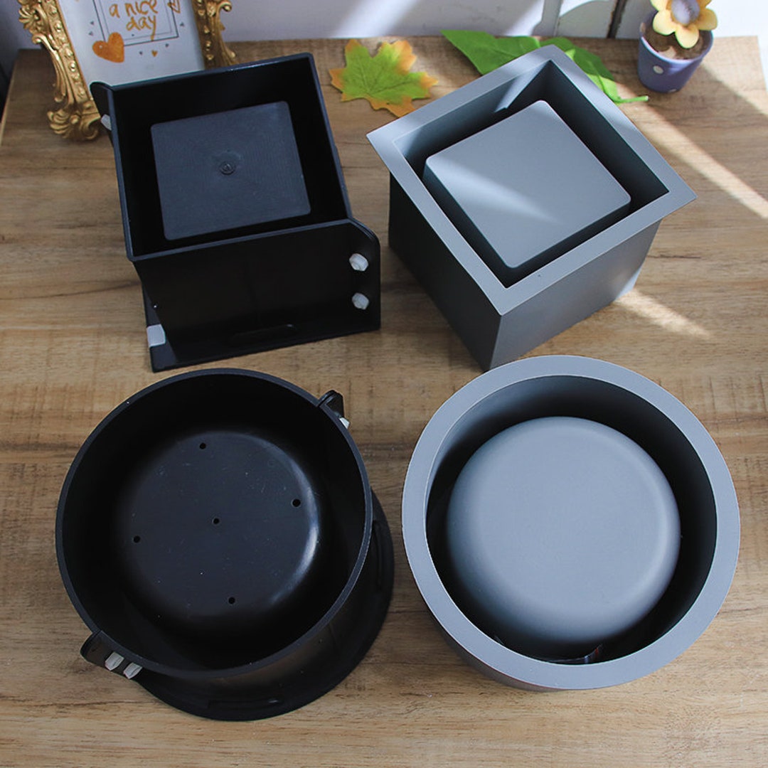 10cm/12cm Square Cylinder Plant Pot Mold With Base Mold Concrete Plant ...