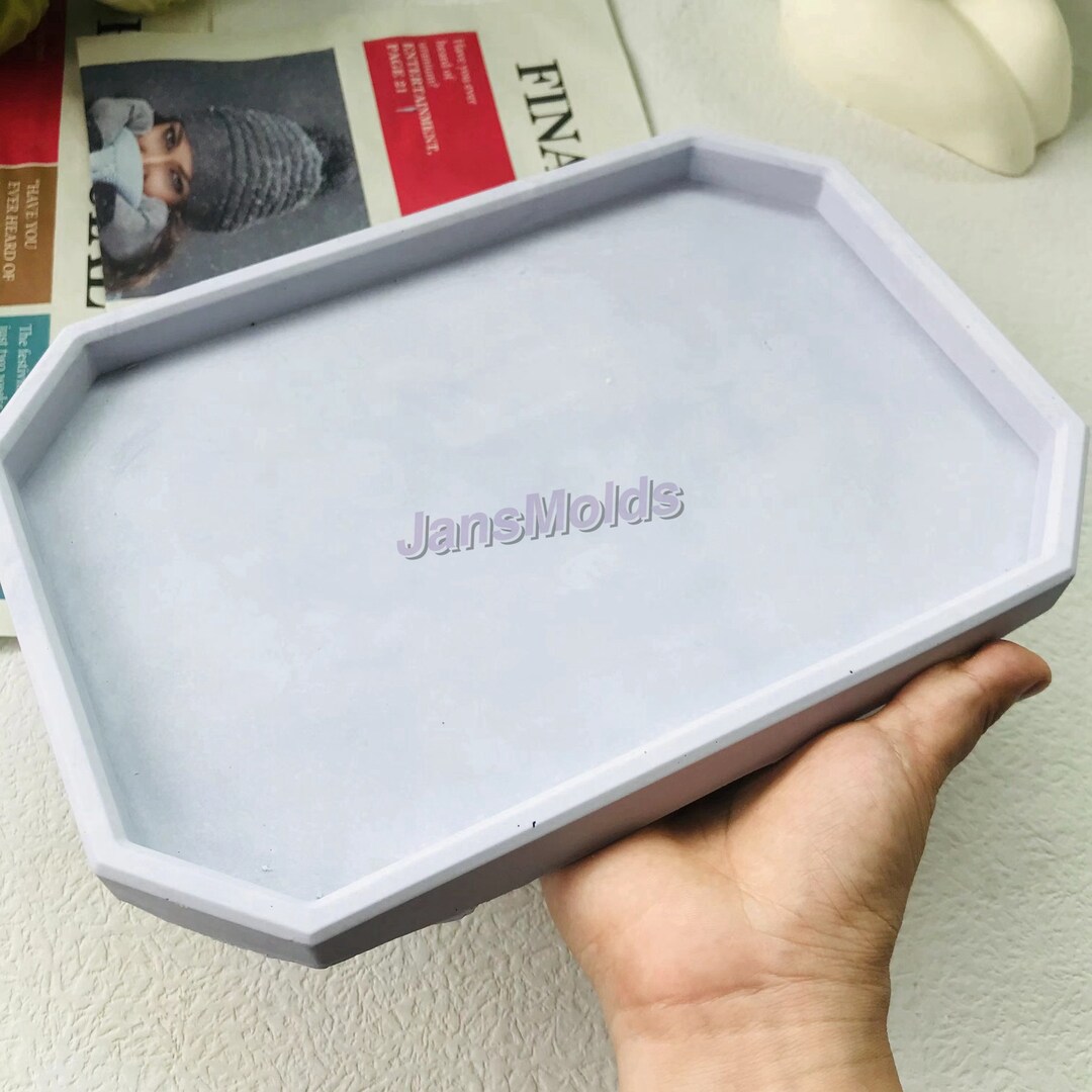 Octagon Concrete Rectangle Tray Mold Large Tray Silicone Mold Cement ...