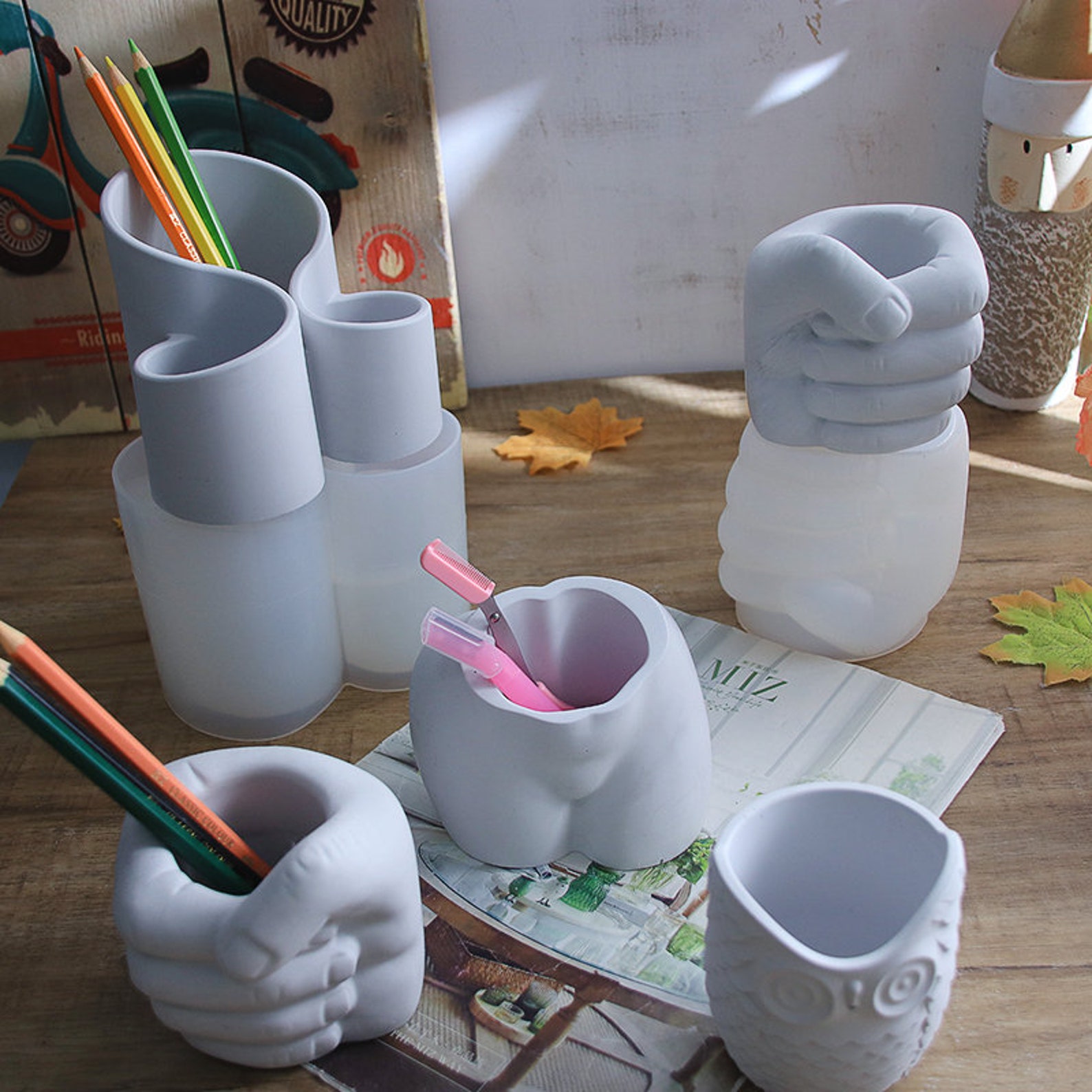 Fist Pen Holder Silicone Mold Concrete Planter Mold Plaster - Etsy