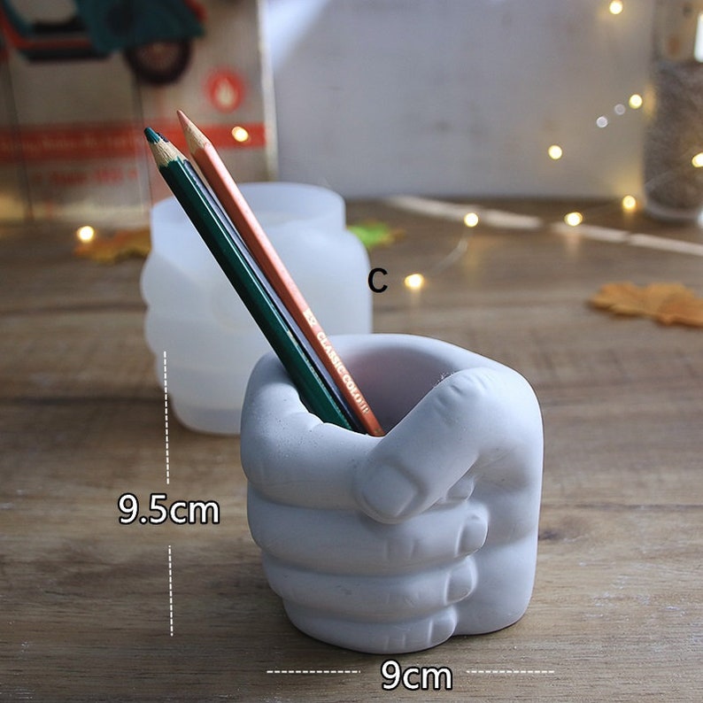 Fist Pen Holder Silicone Mold Concrete Planter Mold Plaster - Etsy