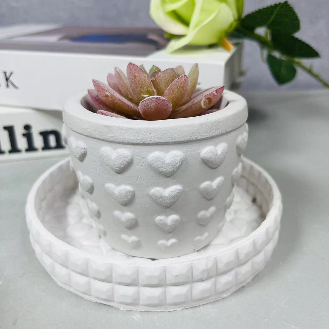 Heart Decorative Concrete Planter Mold Succulent Pot Mold Decor ...