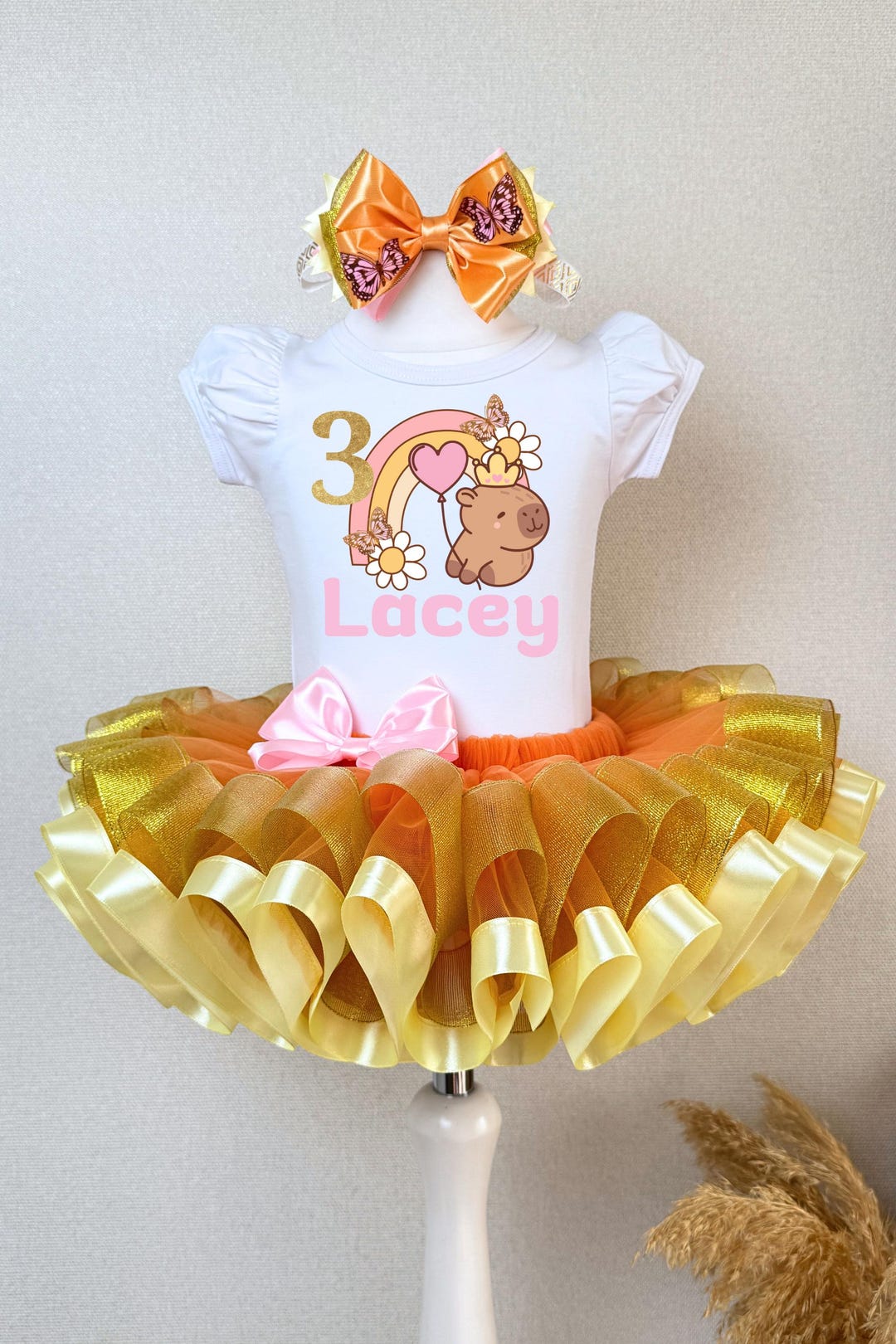 Capybara Birthday Tutu Outfit: Custom Kids Shirt, Orange Party - Etsy