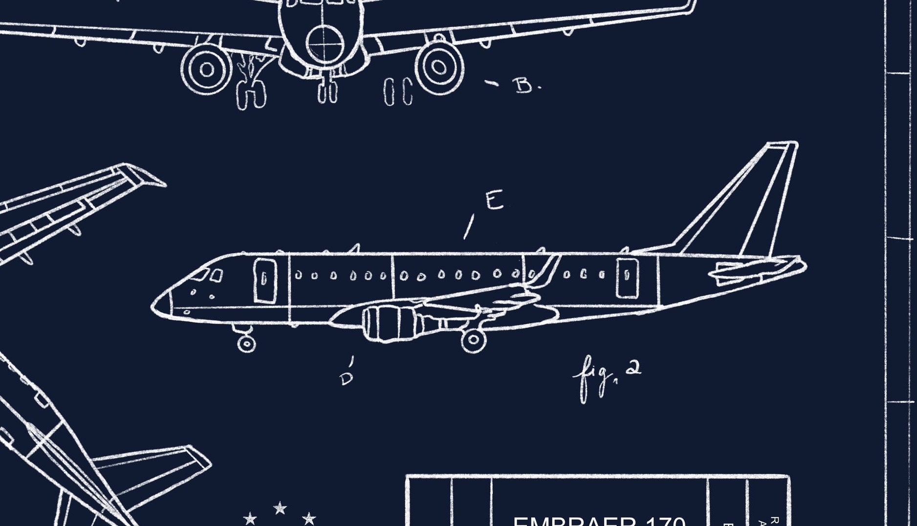 Customizable Embraer 170 Republic Airways Blueprint Illustration - Etsy
