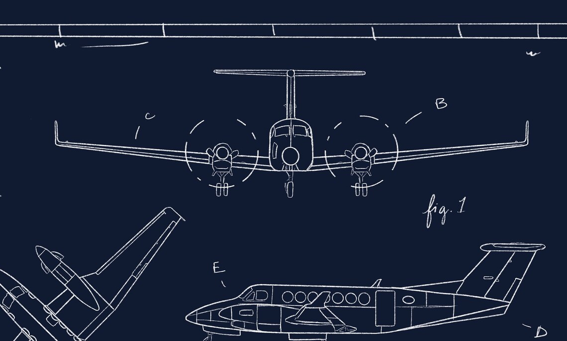 Customizable Beechcraft Super King Air 350 Blueprint Illustration - Etsy