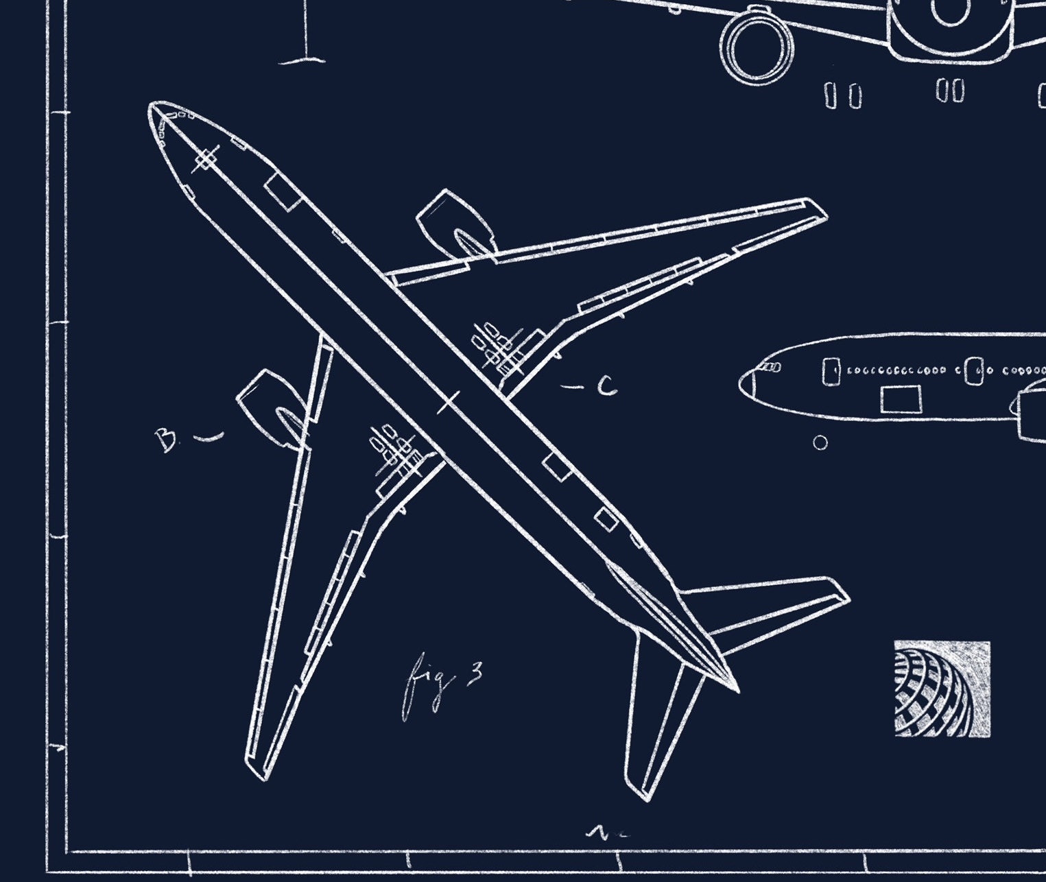 Customizable United Boeing 777 Blueprint Illustration - Etsy