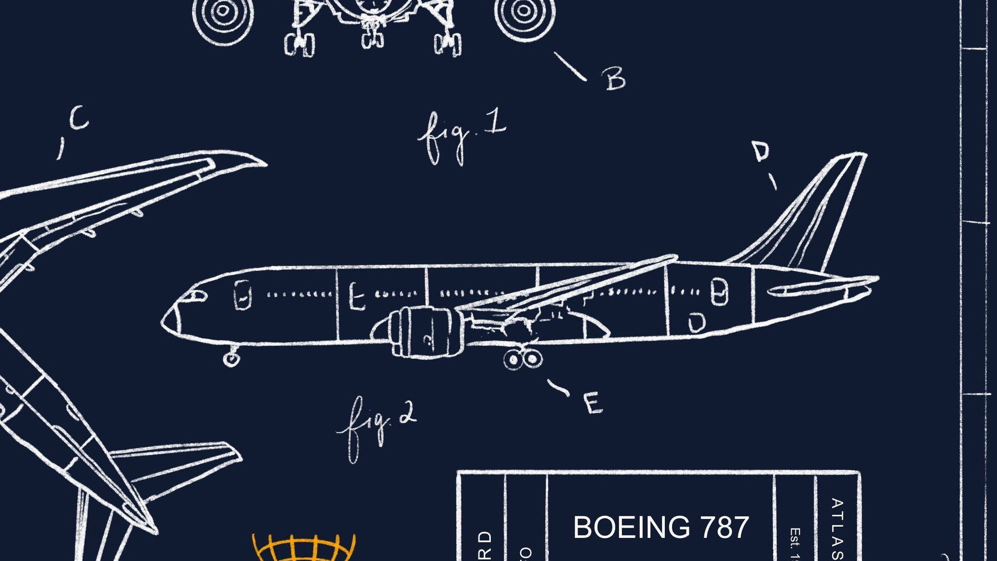 Customizable Atlas Air Boeing 787 Blueprint Illustration - Etsy UK