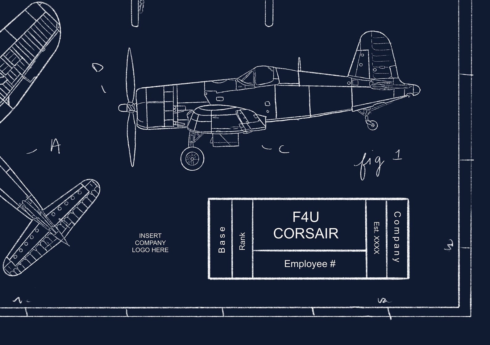 Customizable F4U Corsair Blueprint Illustration - Etsy