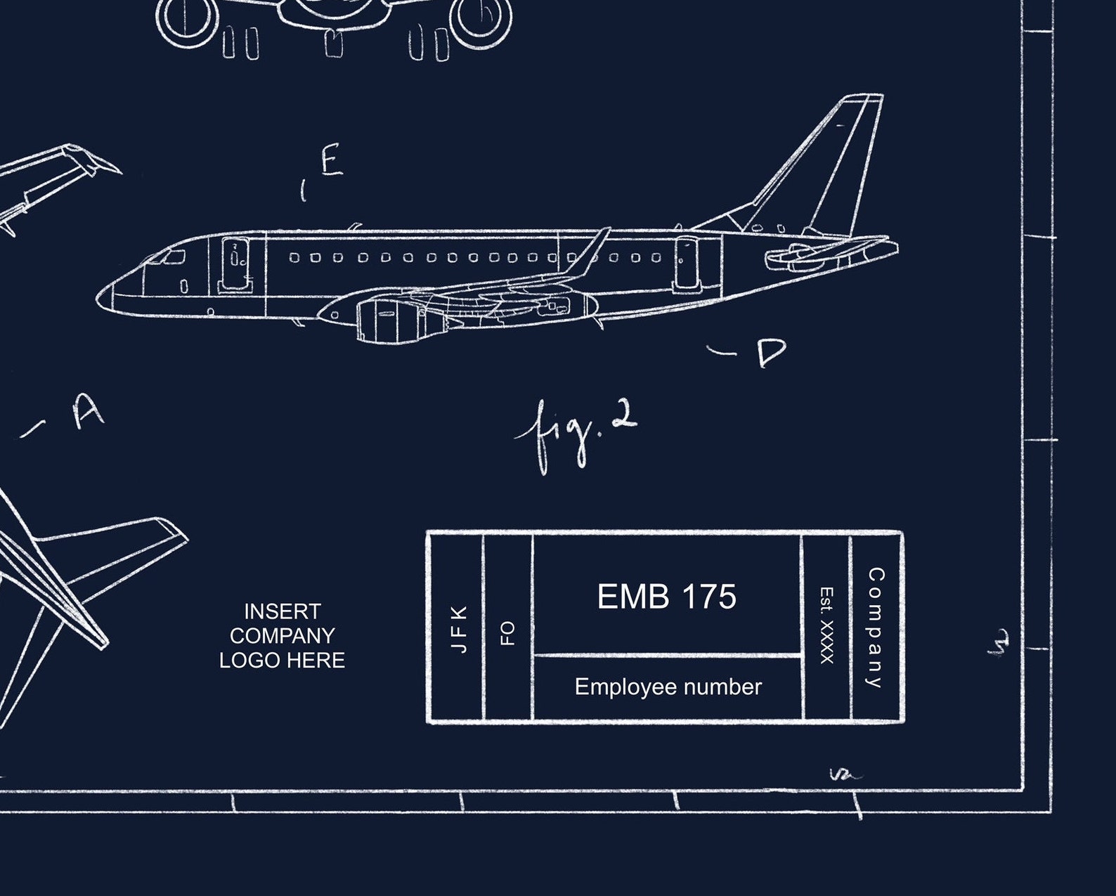 Customizable Embraer 175 Blueprint Illustration - Etsy