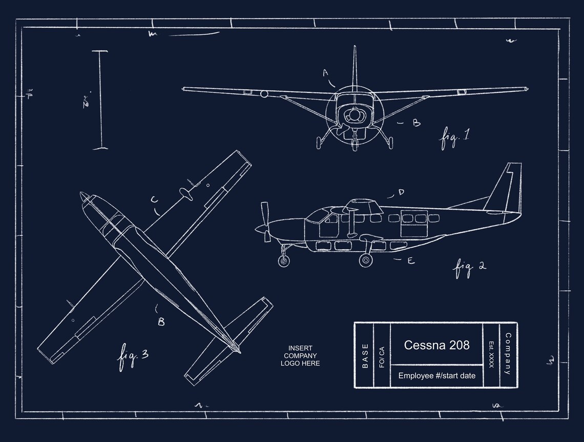 Customizable Cessna 208 Grand Caravan Blueprint Illustration - Etsy UK