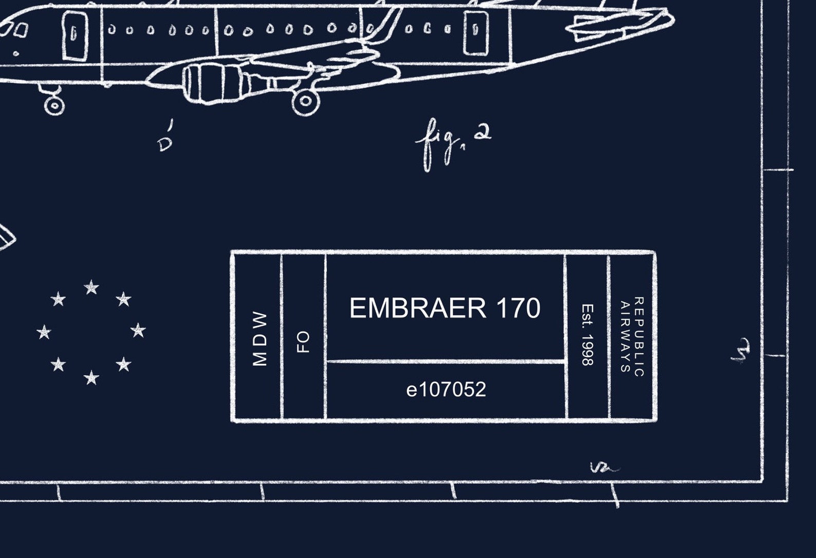 Customizable Embraer 170 Republic Airways Blueprint Illustration - Etsy