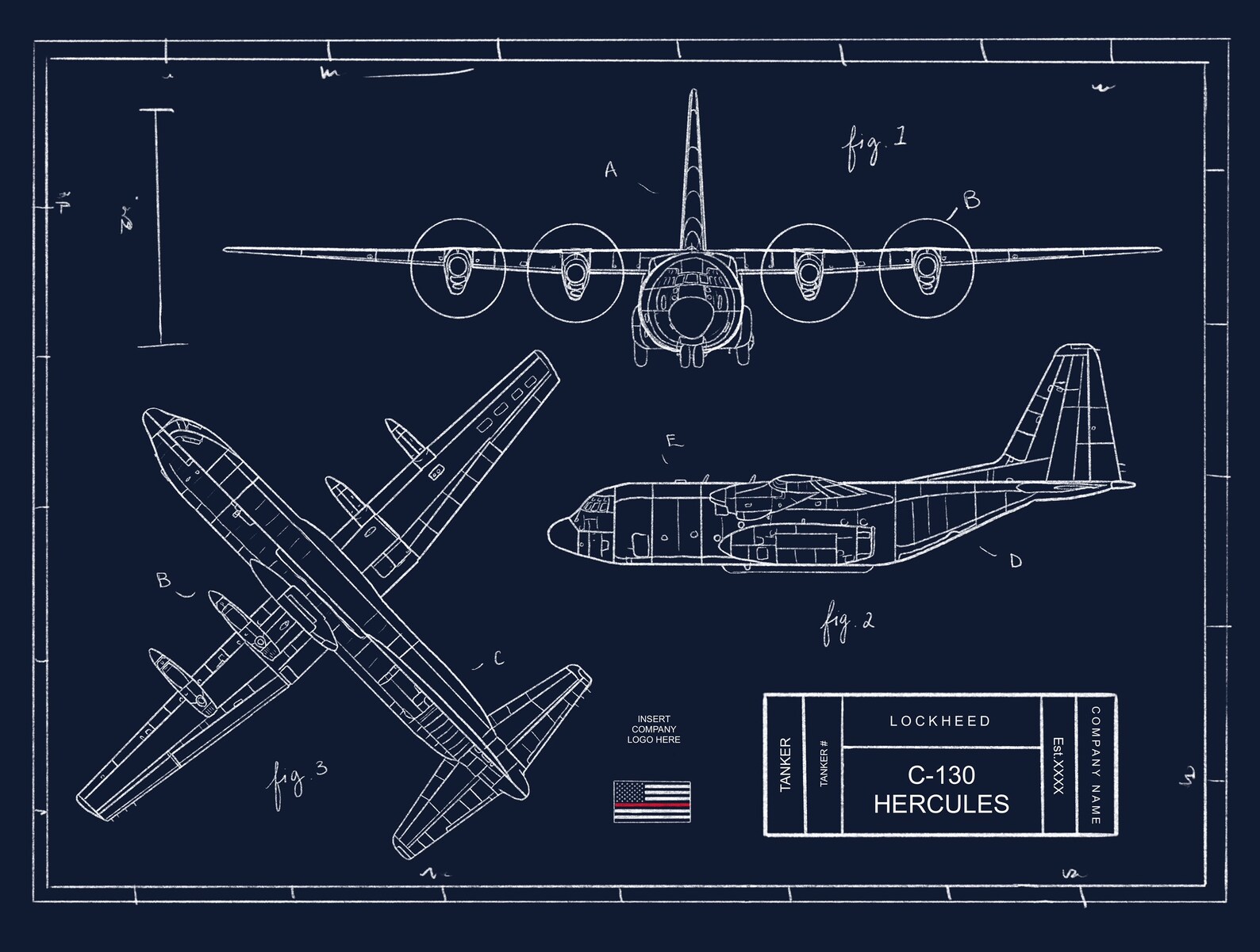 Customizable C-130 Hercules Blueprint Illustration - Etsy