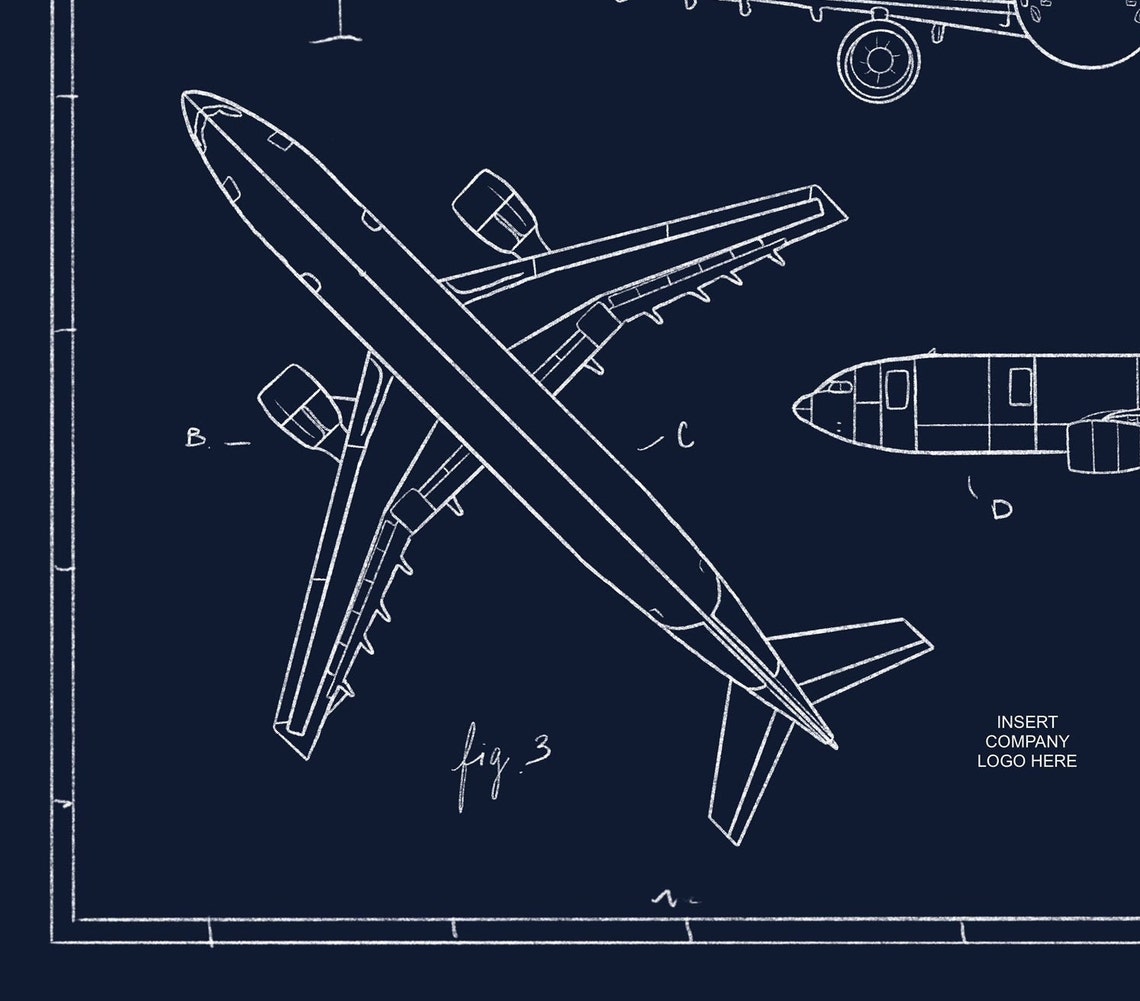 Customizable Airbus A300-600 Blueprint Illustration - Etsy