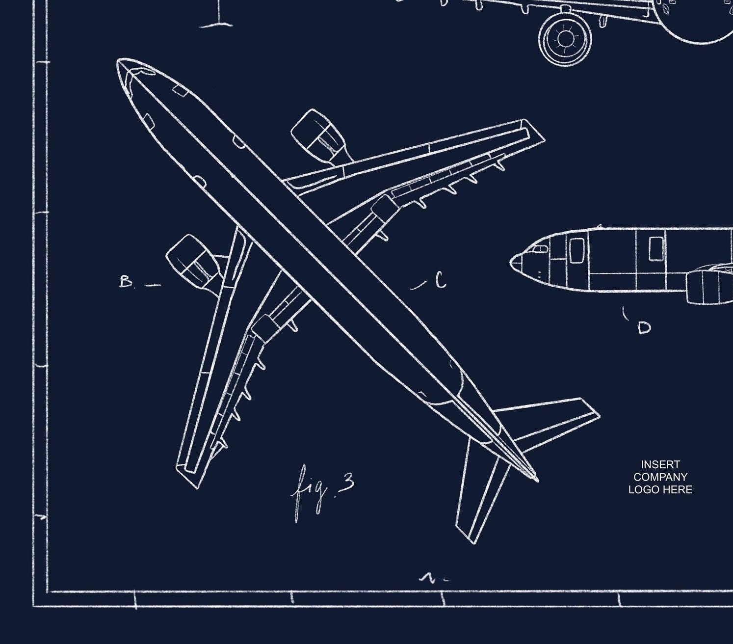 Customizable Airbus A300-600 Blueprint Illustration - Etsy