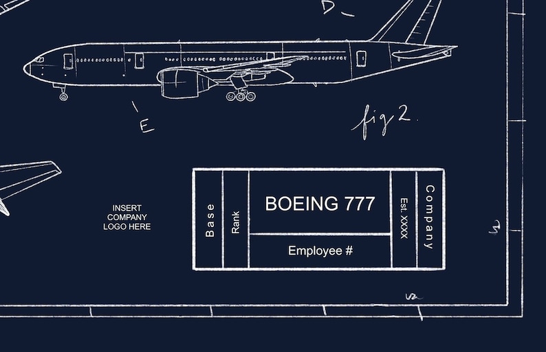 Customizable Boeing 777 Blueprint Illustration - Etsy