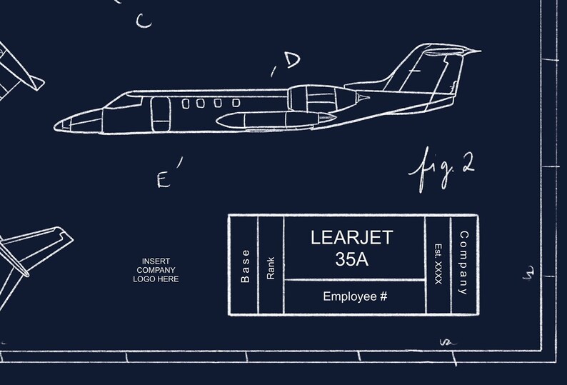 Customizable Learjet 35A Blueprint Illustration - Etsy