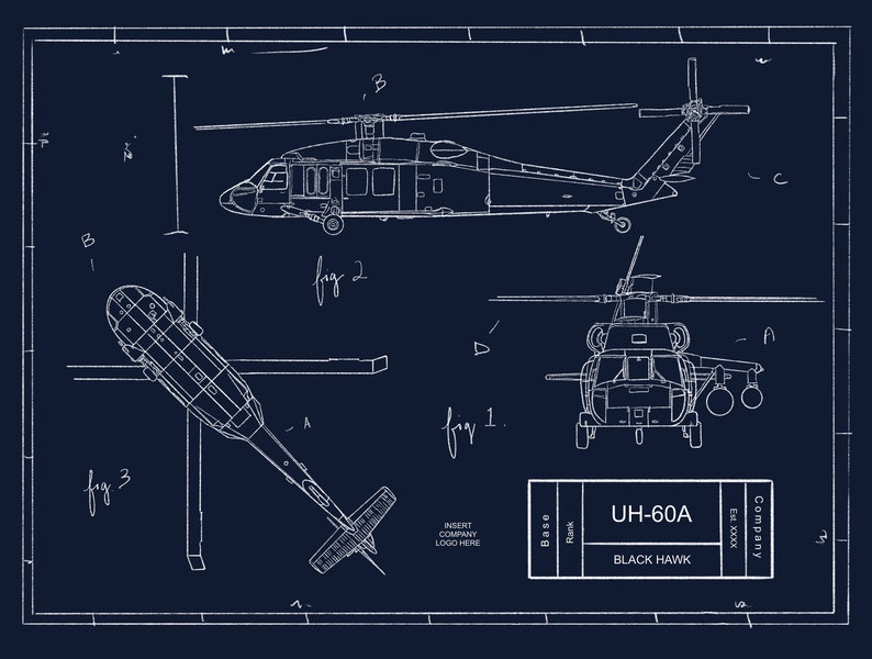 Customizable UH-60A Black Hawk Blueprint Illustration - Etsy