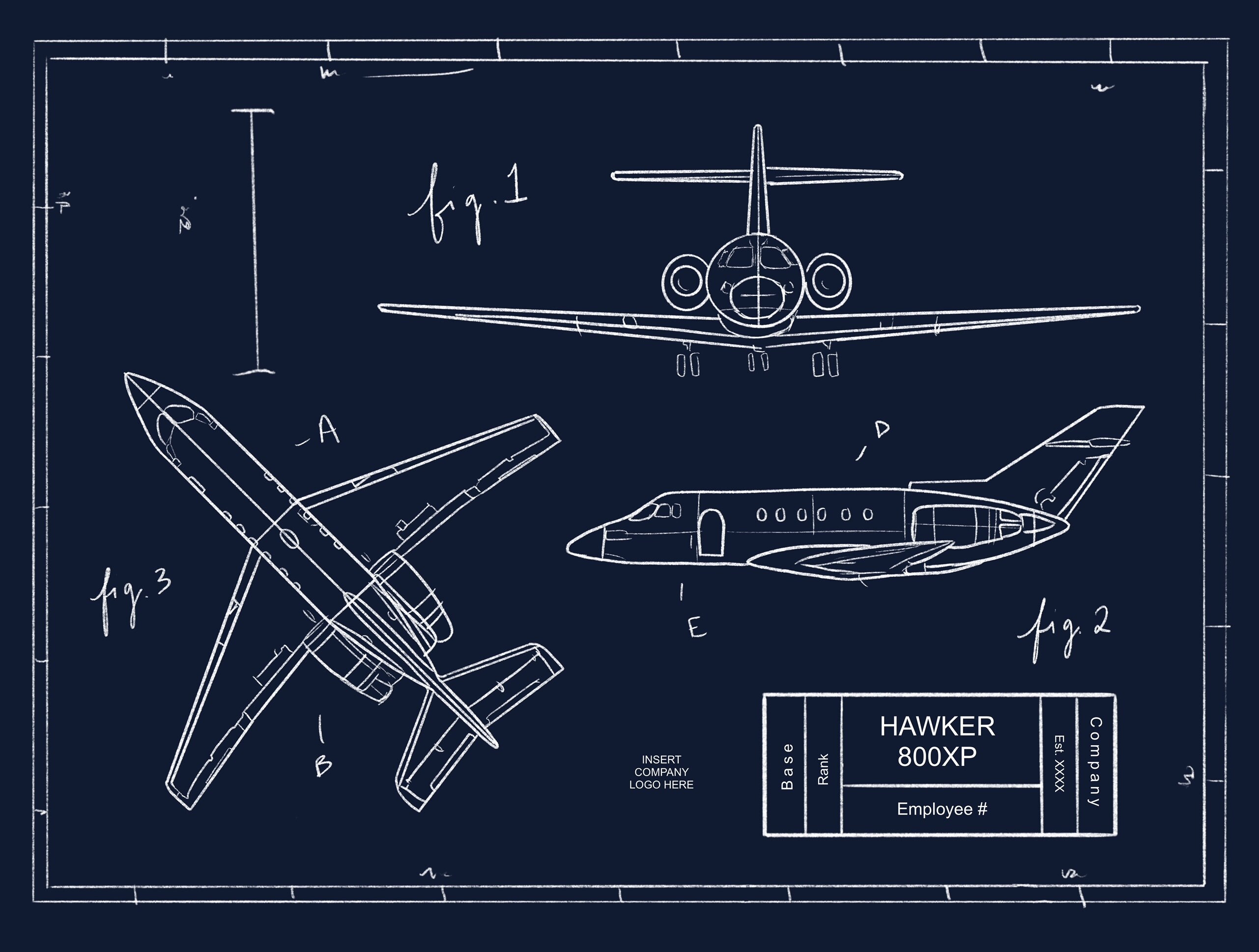 Customizable Hawker 800XP Blueprint Illustration - Etsy