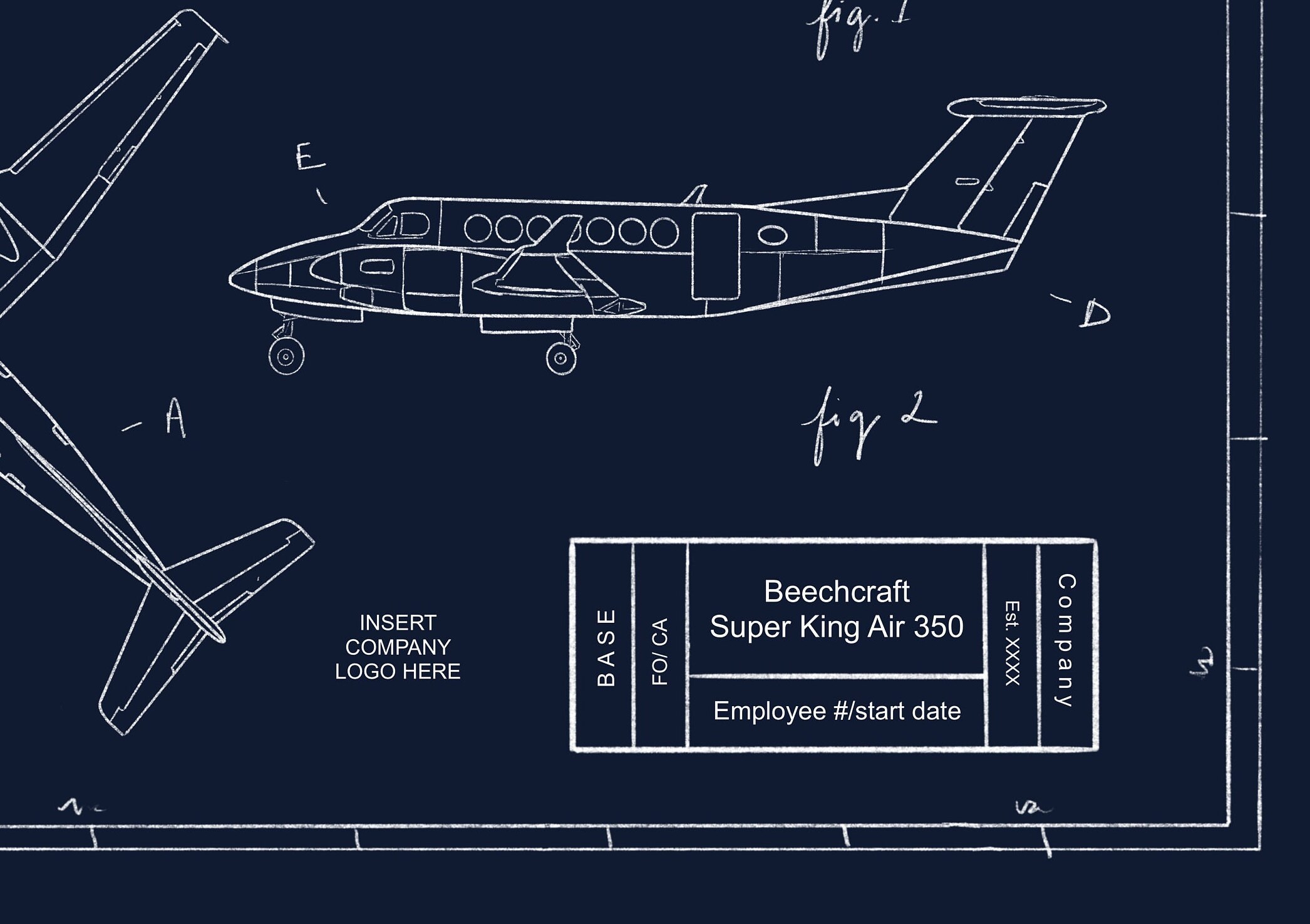 Customizable Beechcraft Super King Air 350 Blueprint Illustration - Etsy
