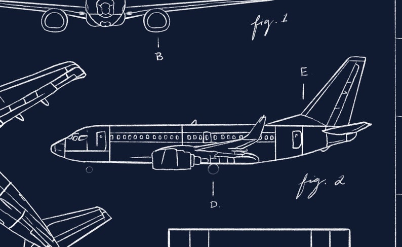 Customizable Southwest Boeing 737 Blueprint Illustration - Etsy