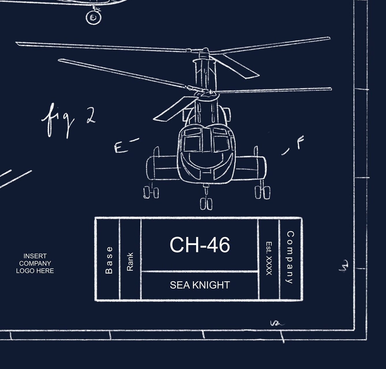 Customizable CH-46 Blueprint Illustration - Etsy