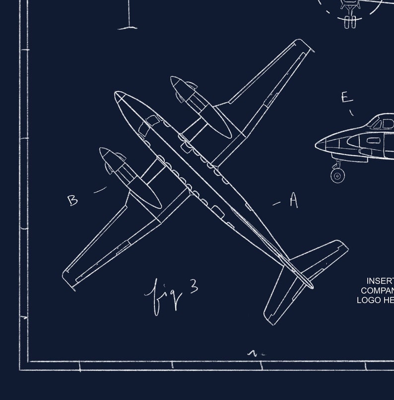 Customizable Beechcraft Super King Air 350 Blueprint Illustration - Etsy