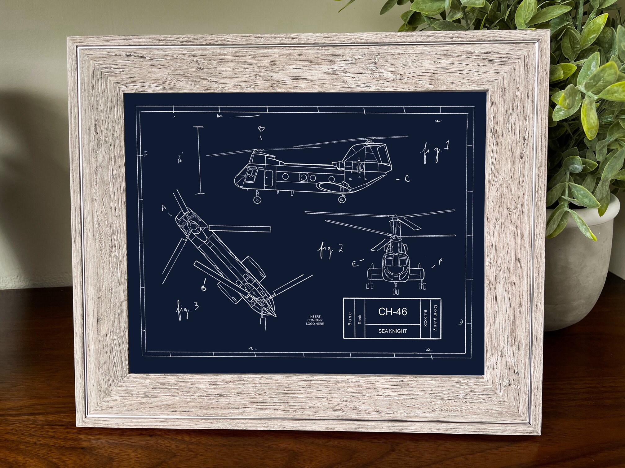 Customizable CH-46 Blueprint Illustration - Etsy