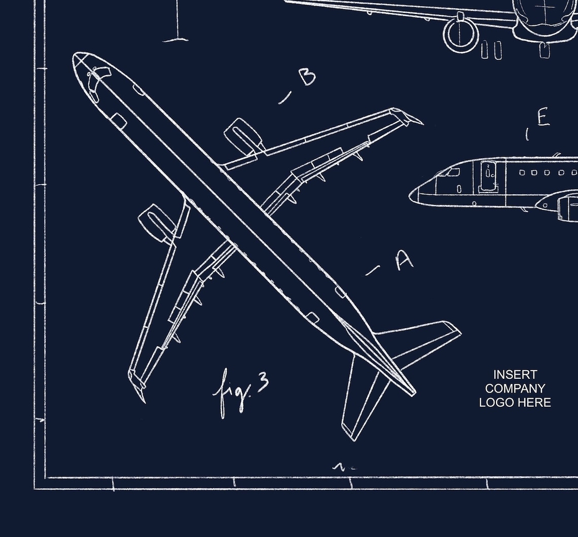 Customizable Embraer 175 Blueprint Illustration - Etsy