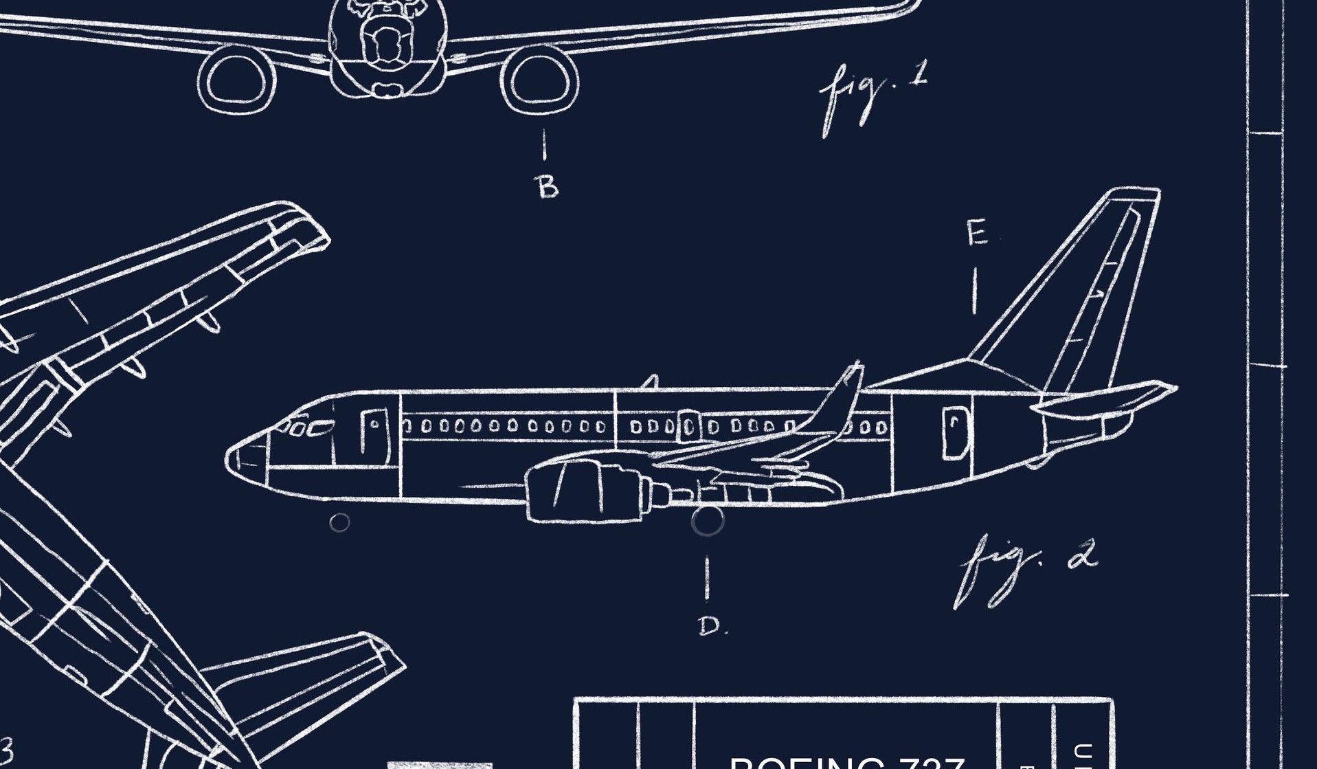 Customizable United Boeing 737 Blueprint Illustration - Etsy