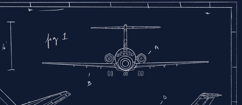 Customizable Douglas DC-9 Blueprint Illustration - Etsy