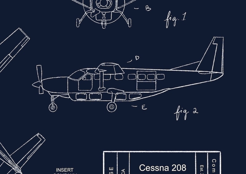 Customizable Cessna 208 Grand Caravan Blueprint Illustration - Etsy