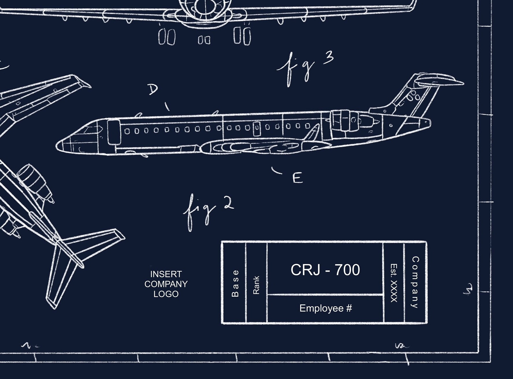 Customizable CRJ-700 Blueprint Illustration - Etsy