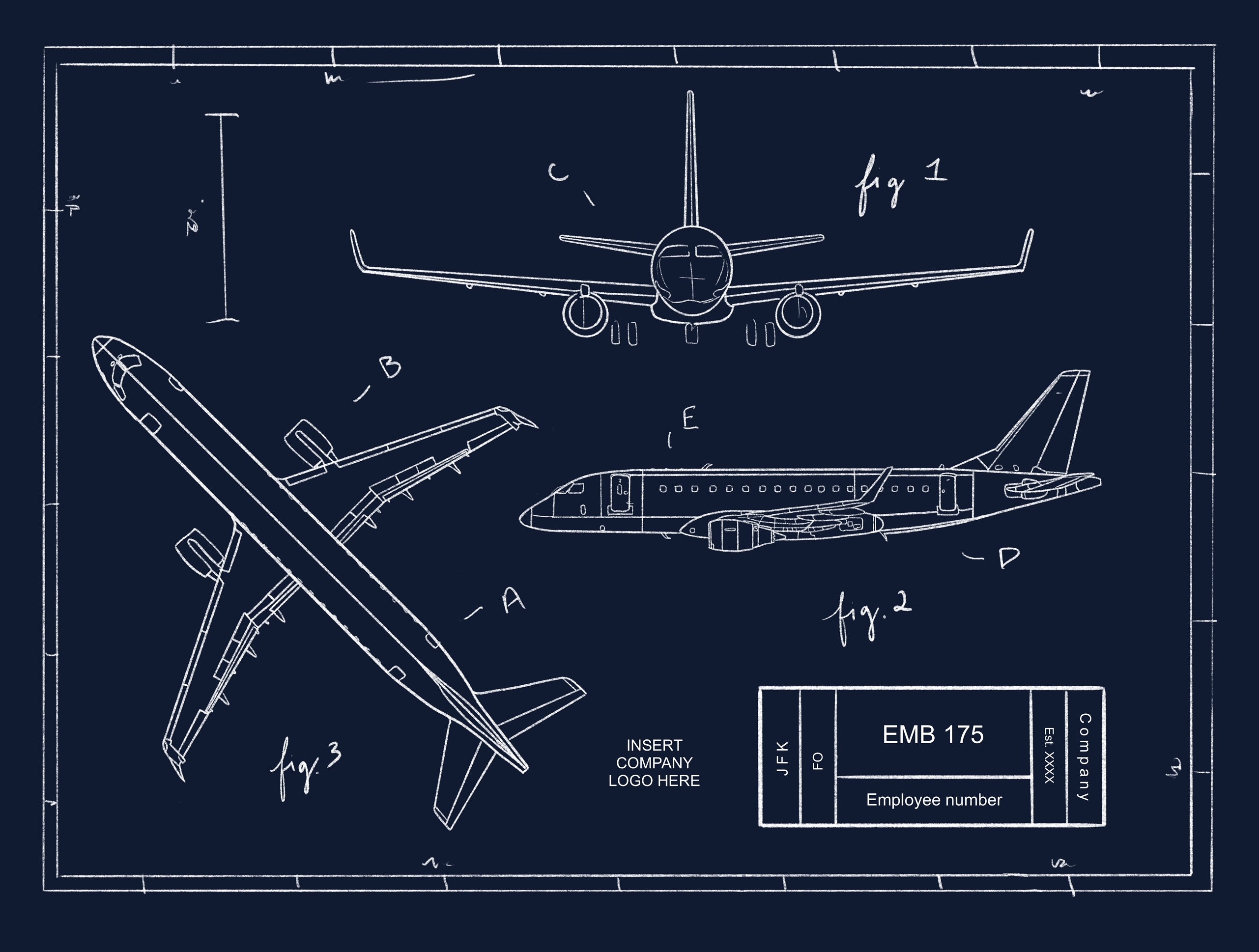 Customizable Embraer 175 Blueprint Illustration - Etsy
