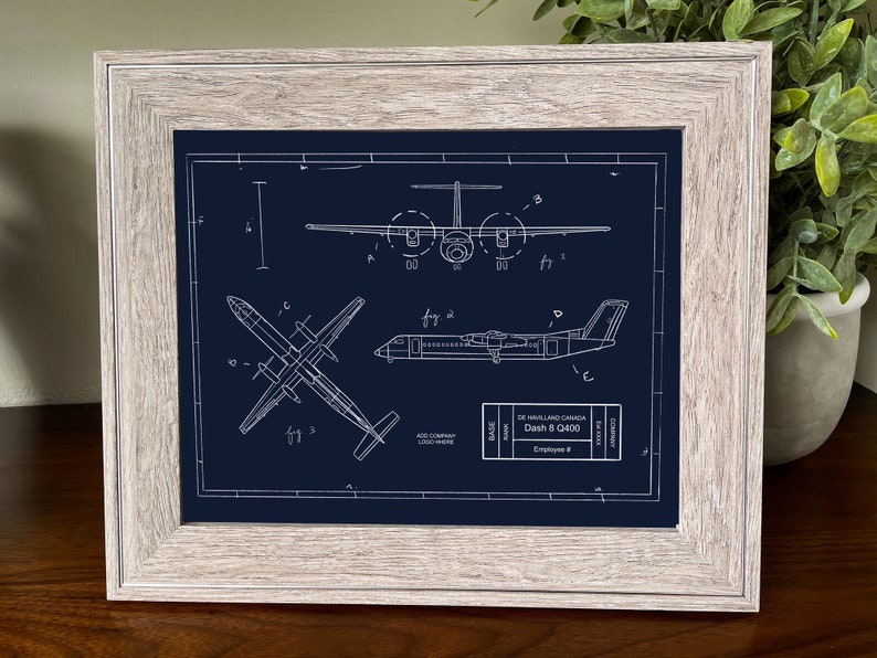 Customizable De Havilland (canada) Dash-8 Q400 Blueprint Illustration ...
