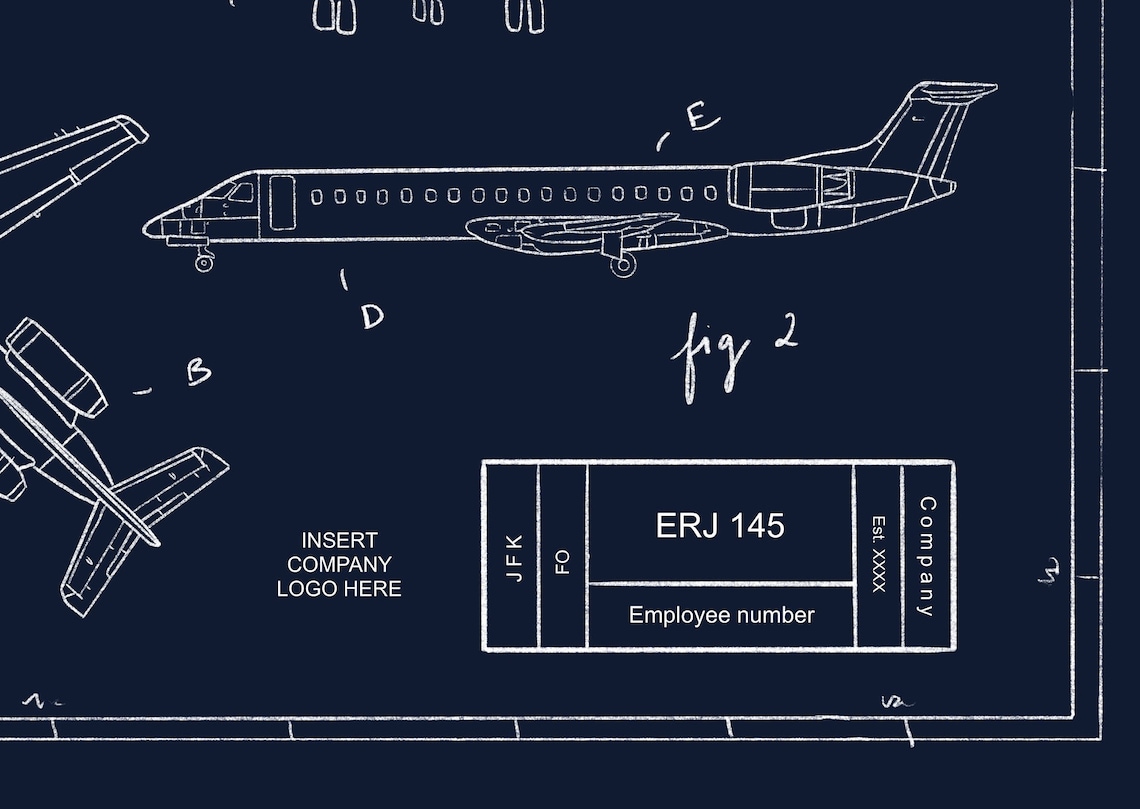 Customizable Embraer ERJ 145 Blueprint Illustration - Etsy