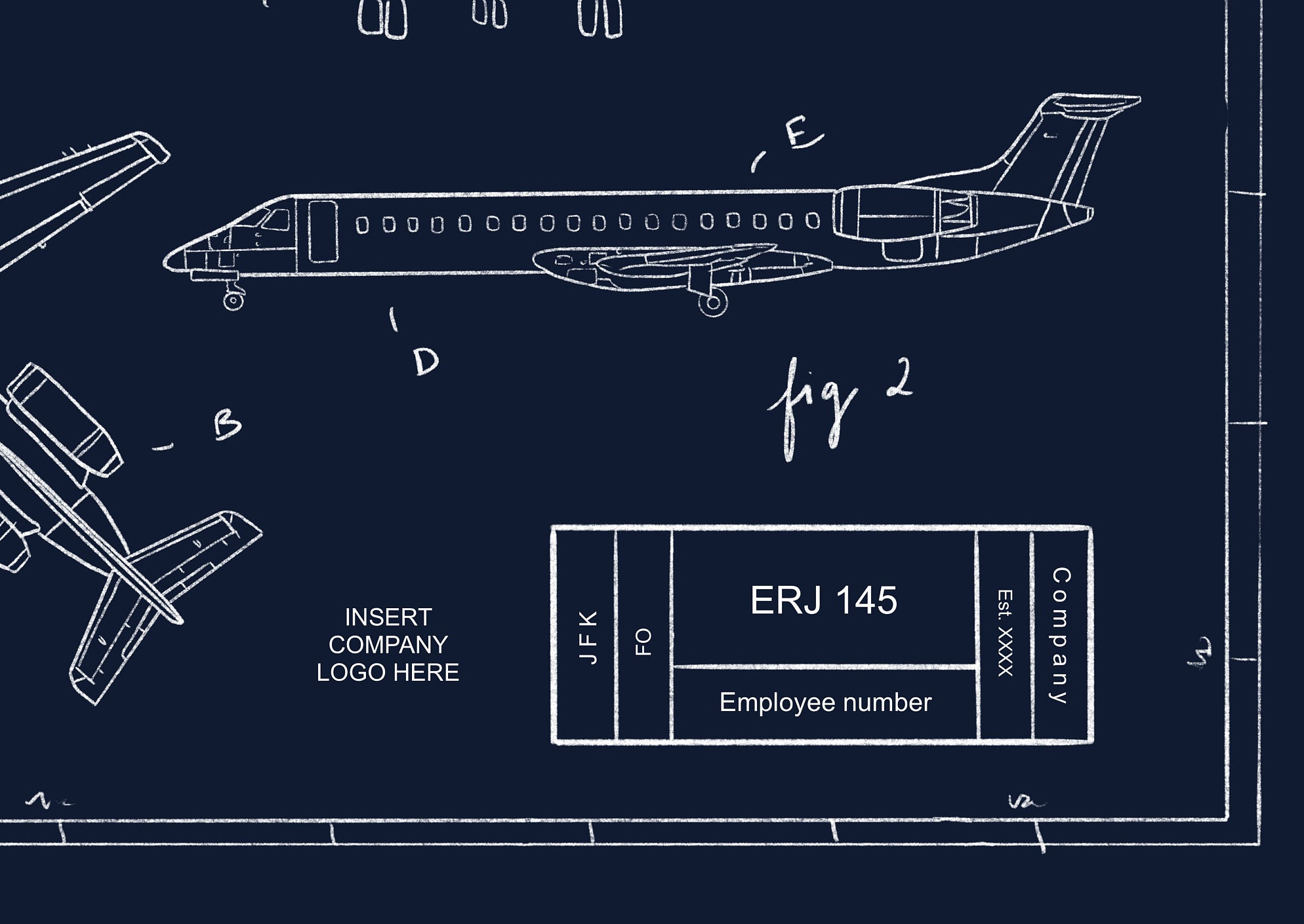 Customizable Embraer ERJ 145 Blueprint Illustration - Etsy