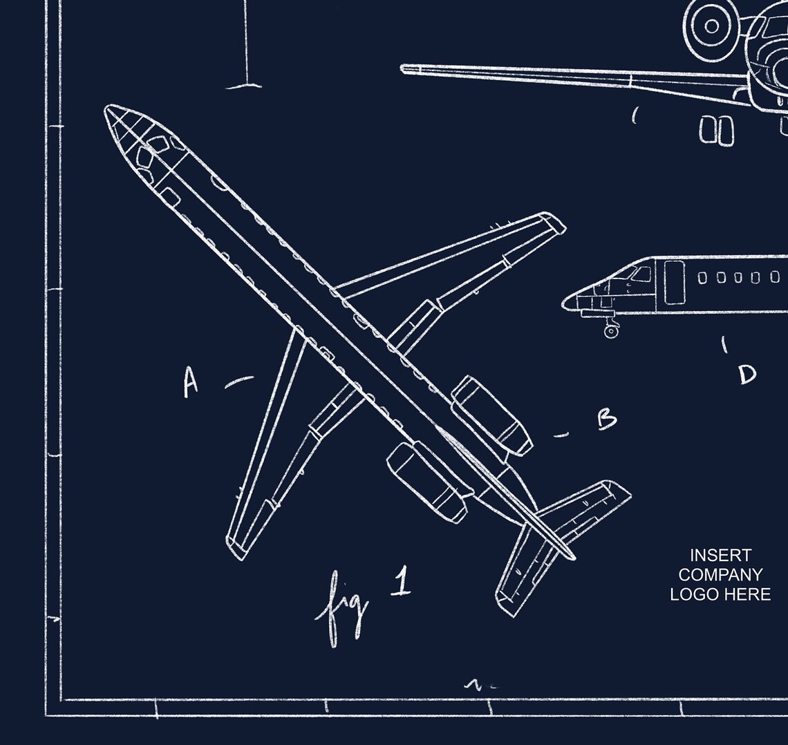 Customizable Embraer ERJ 145 Blueprint Illustration - Etsy