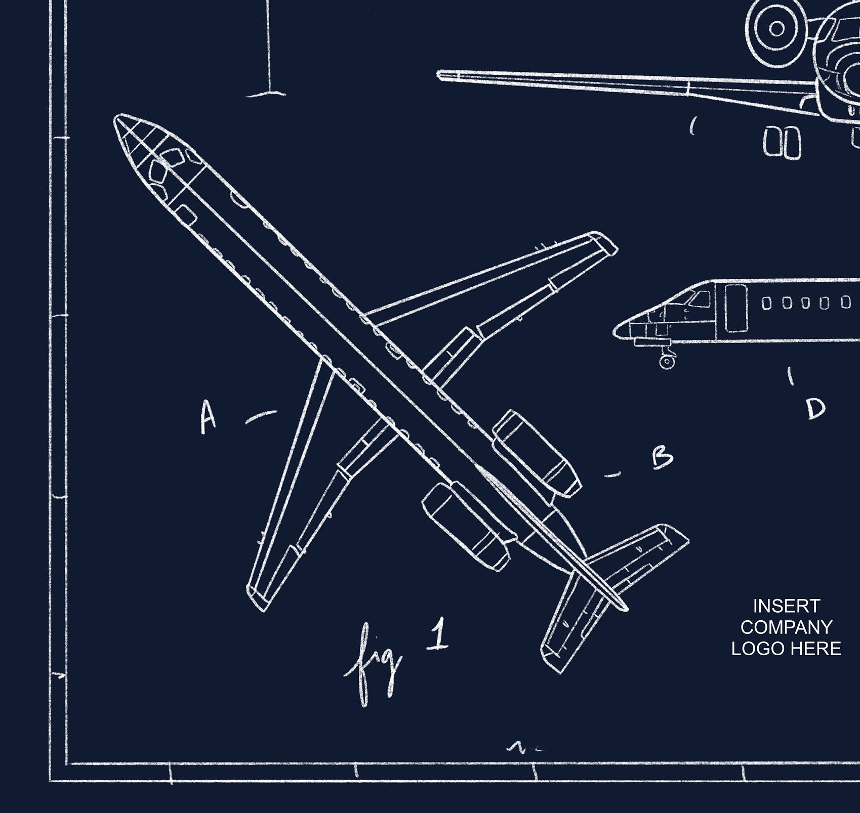 Customizable Embraer ERJ 145 Blueprint Illustration - Etsy