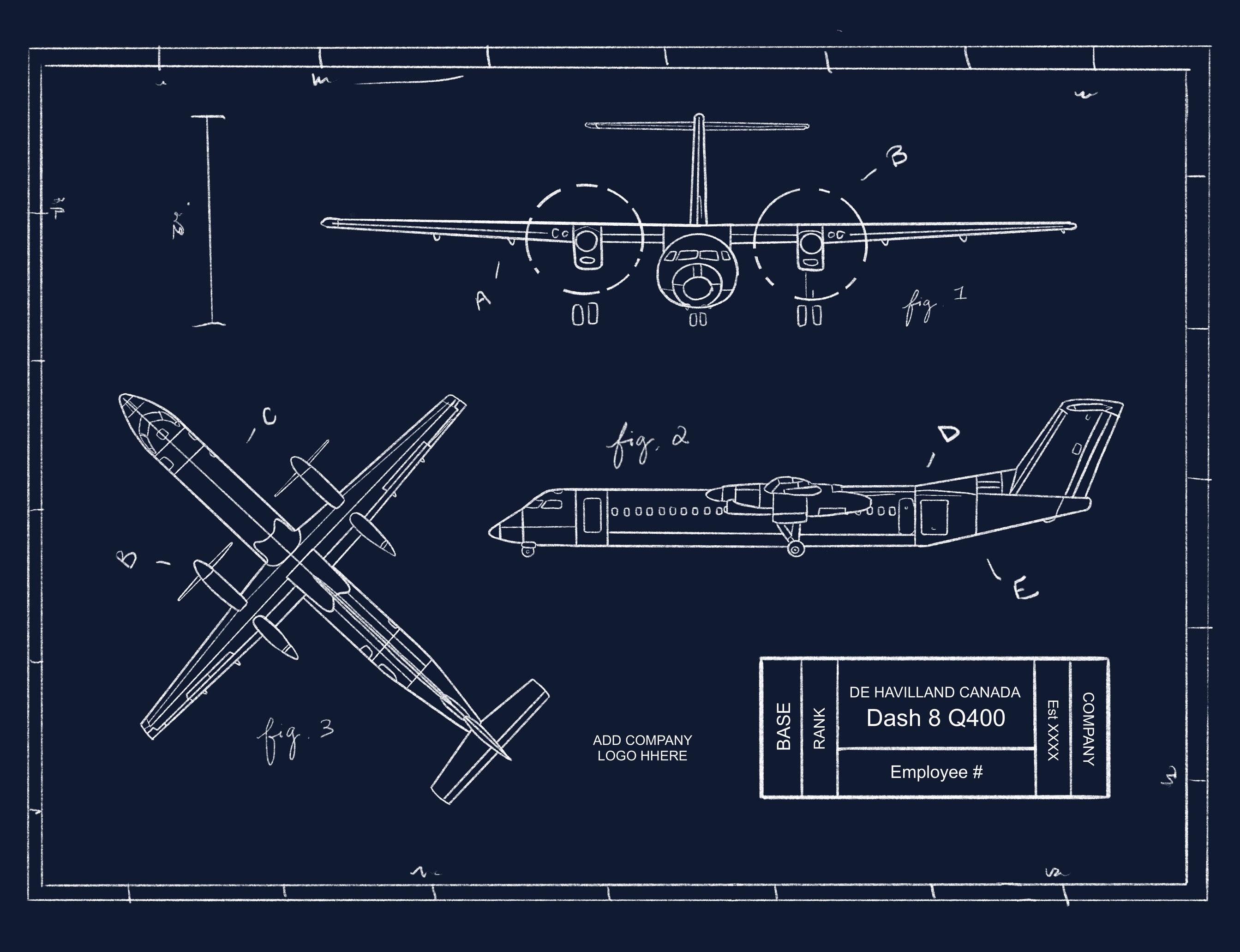 DIGITAL DOWNLOAD Customizable De Havilland canada Dash-8 Q400 Blueprint ...