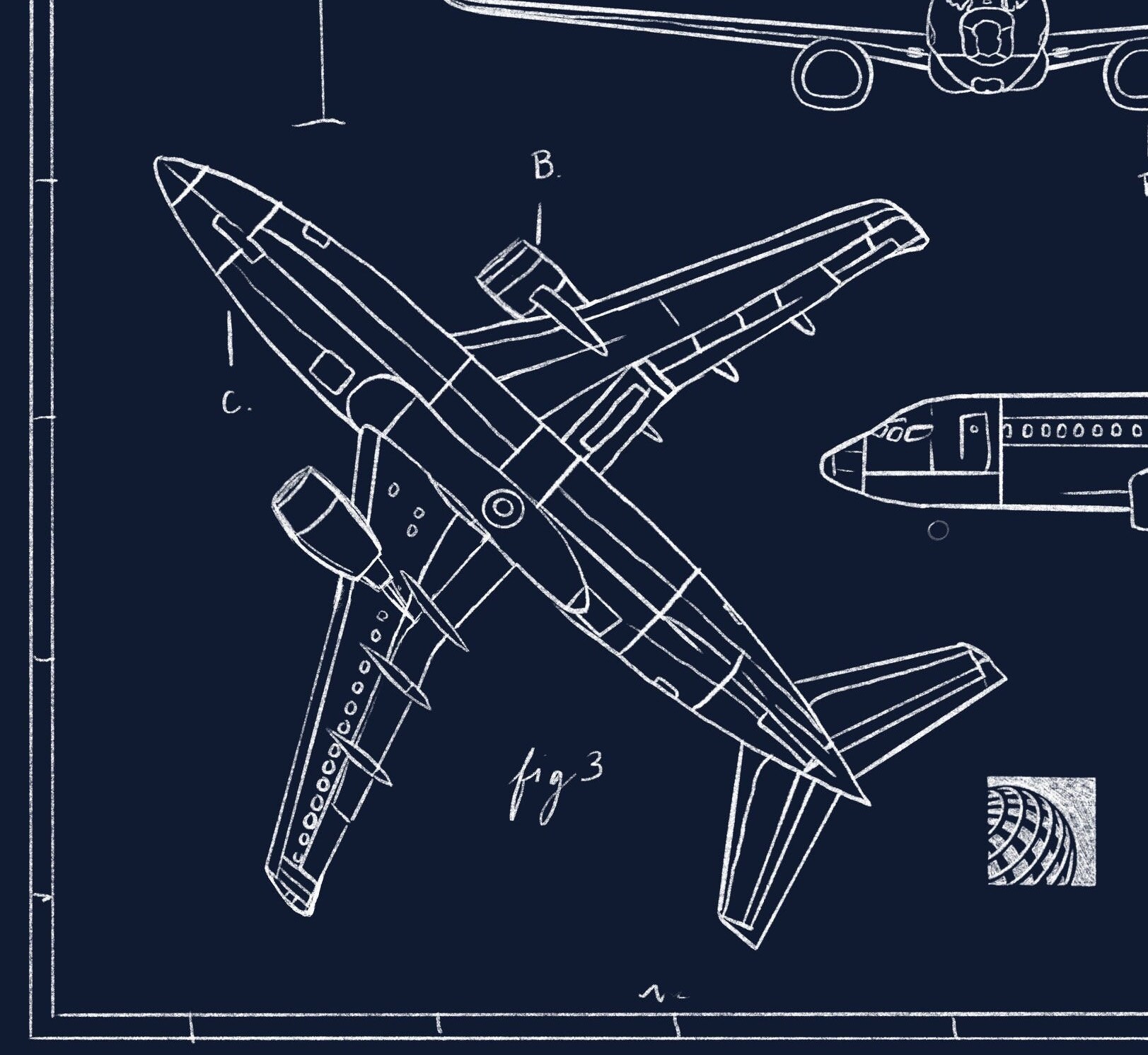 Customizable United Boeing 737 Blueprint Illustration - Etsy