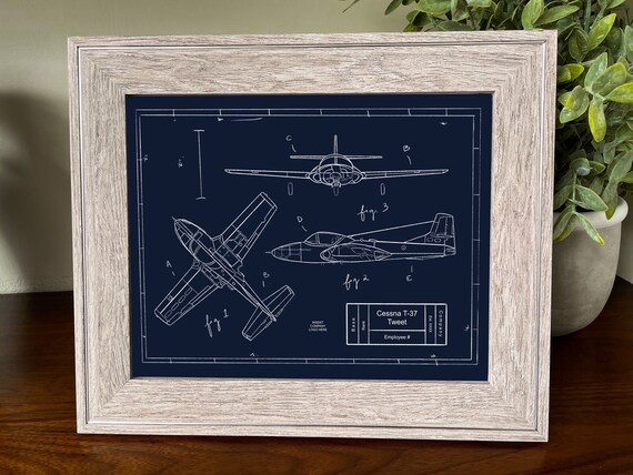 Customizable Cessna T-37 Tweet Blueprint Illustration | Etsy