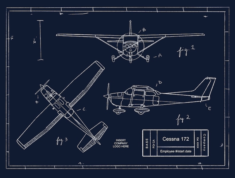 Customizable Cessna 172 Blueprint Illustration - Etsy